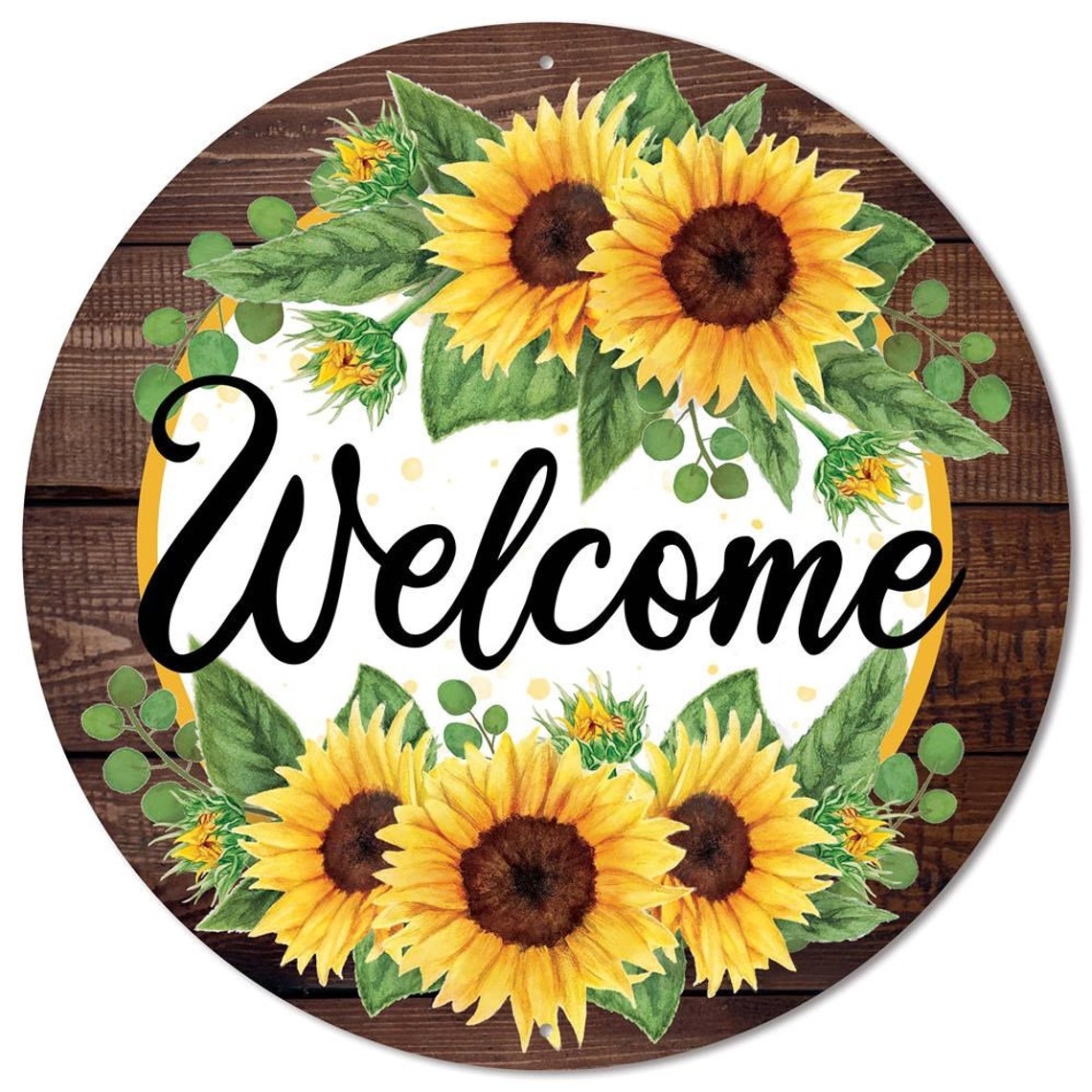 Welcome Sign With Sunflowers Welcome W/sunflower With Wood - Etsy