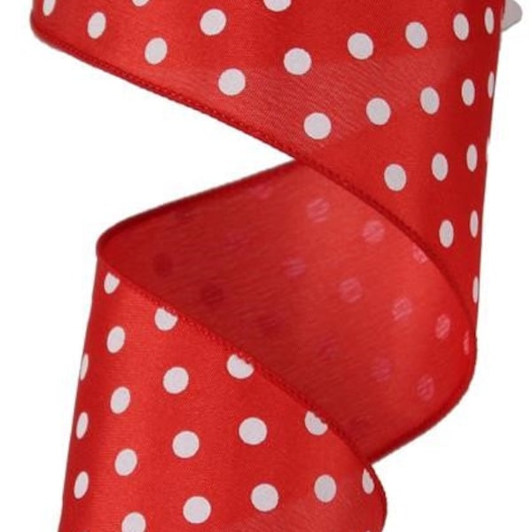Red Polka Dot Wired Ribbon - Etsy