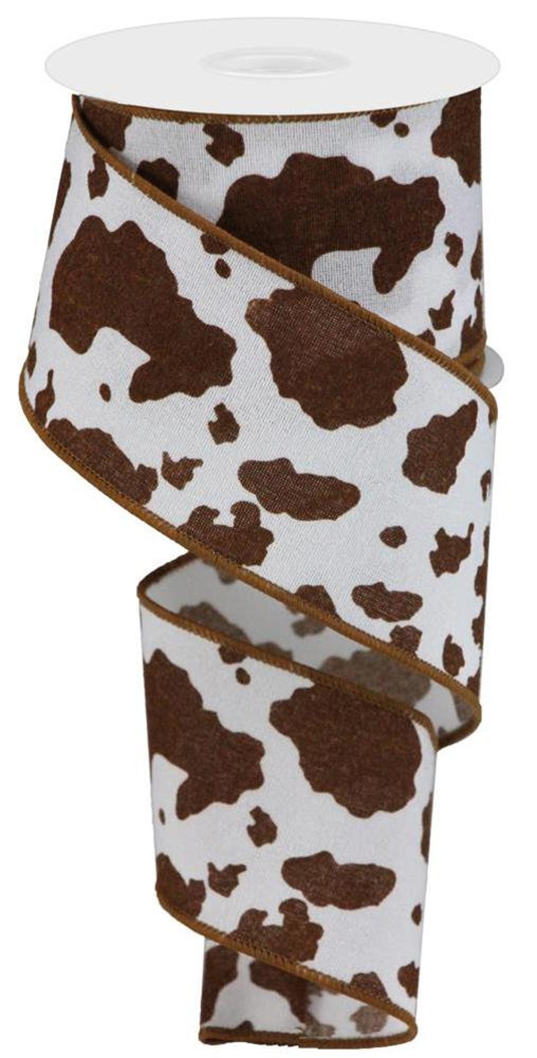 Fuzzy Cow Print Wired Ribbon, Brown and White, 2.5"x10yd Fuzzy Cow ...