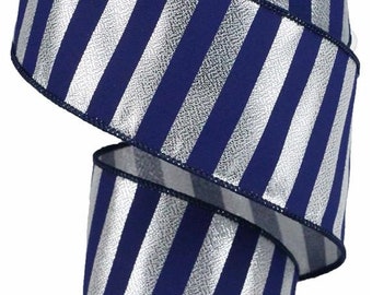 Navy Blue and Silver Ribbon - Etsy