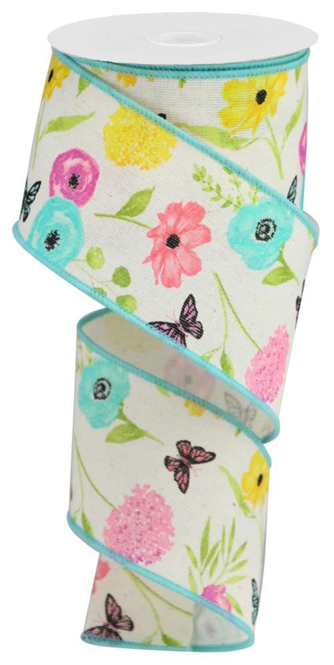 Wild Flowers on Wired Ribbon, Flower Ribbon, Wildflower, Butterfly ...