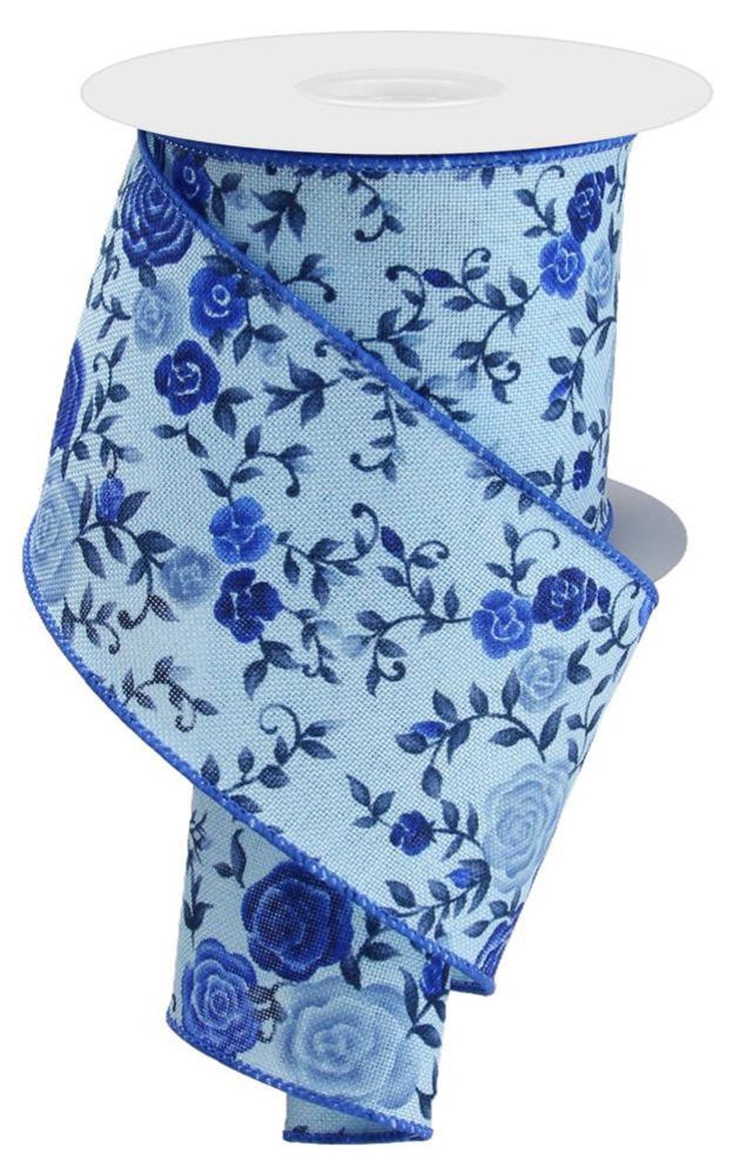 Roses Wired Ribbon, 2.5"x10yd Mini Roses, Floral Ribbon, Spring Wired ...