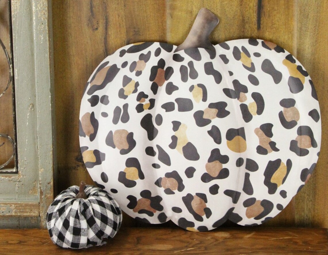 Fall Leopard Print Pumpkin Sign Metal / Embossed Leopard Spot | Etsy