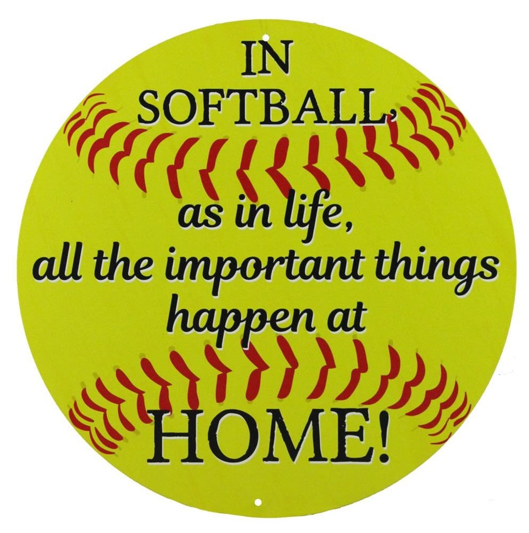 Softball Wreath Sign, 12"dia Metal Softball Sign, Round Metal Softball ...