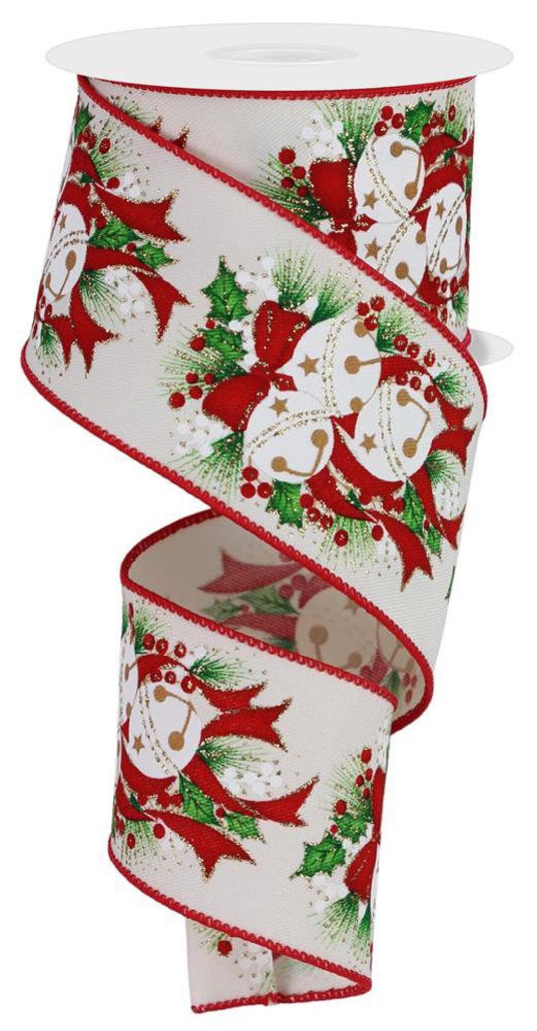 Jingle Bells Wired Ribbon, Christmas Wired Ribbon, 2.5"x10yd Jingle ...