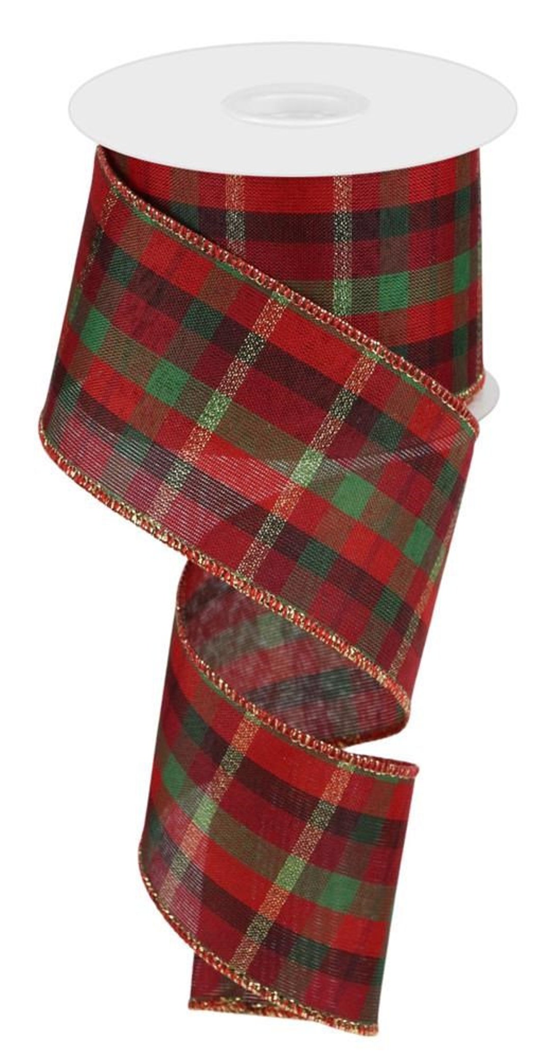 Christmas Plaid Wired Ribbon, 2.5"x10yd Plaid, Winter Wired Ribbon - Etsy