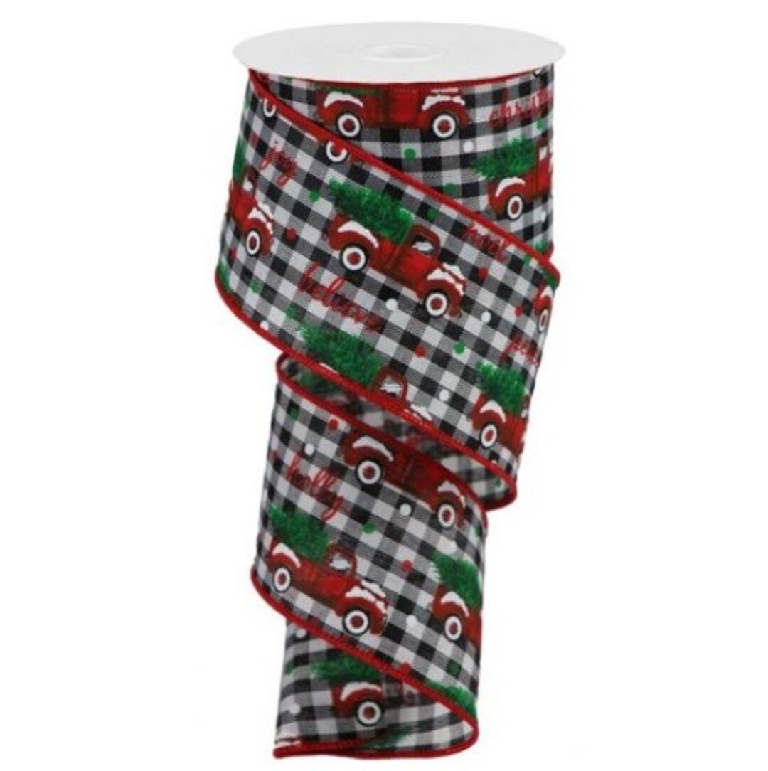Christmas Truck Wired Ribbon, 2.5" X 10yd Christmas Trucks / Check ...