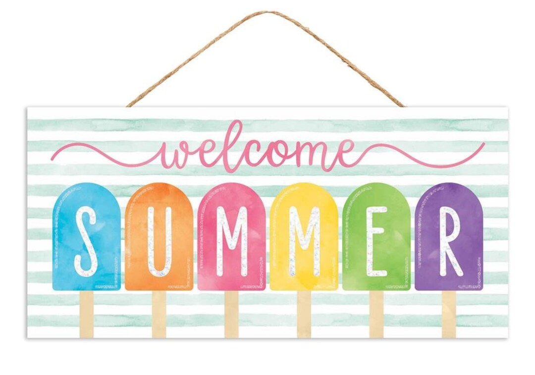 Welcome Summer Sign, 12.5"l X 6"h Welcome Summer Glitter Sign ...