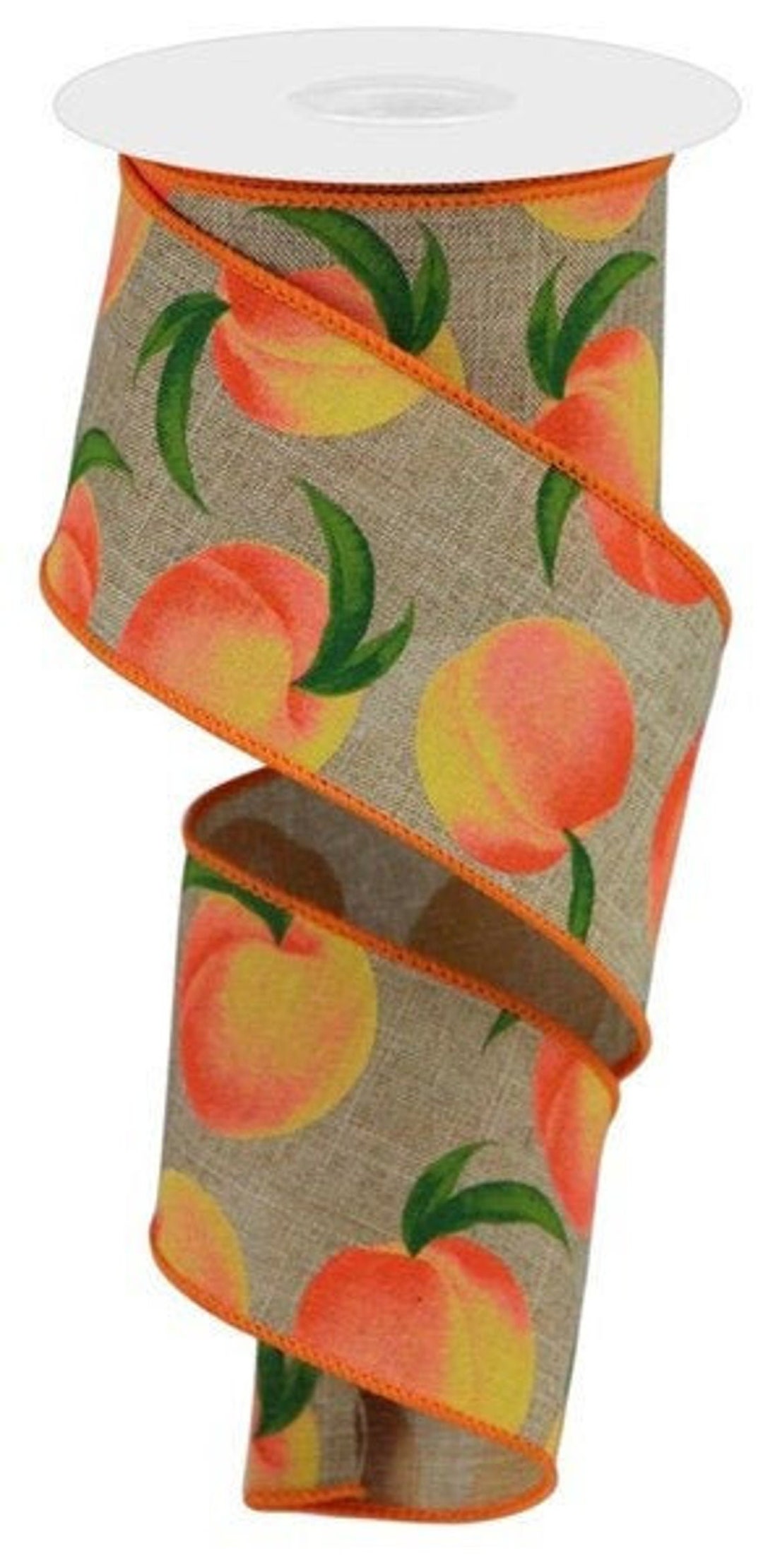 Peaches Wired Ribbon, Peaches on Royal Ribbon - Light Beige / Peach ...