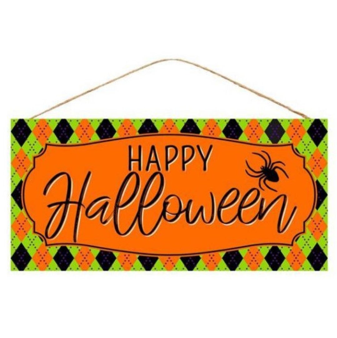 Happy Halloween Sign, 12.5"l X 6"h MDF "happy Halloween" Sign - Orange ...