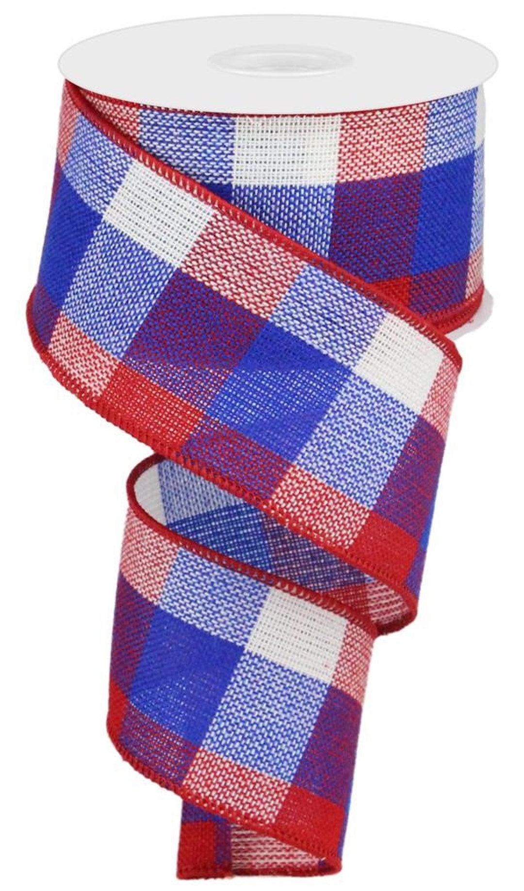 Patriotic Wired Ribbon Ribbon, 4th of July Ribbon, 2.5"x10yd Check ...