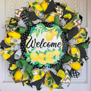 Welcome Sign, 12diameter Round Welcome With Lemons With Dot Border, 12 ...