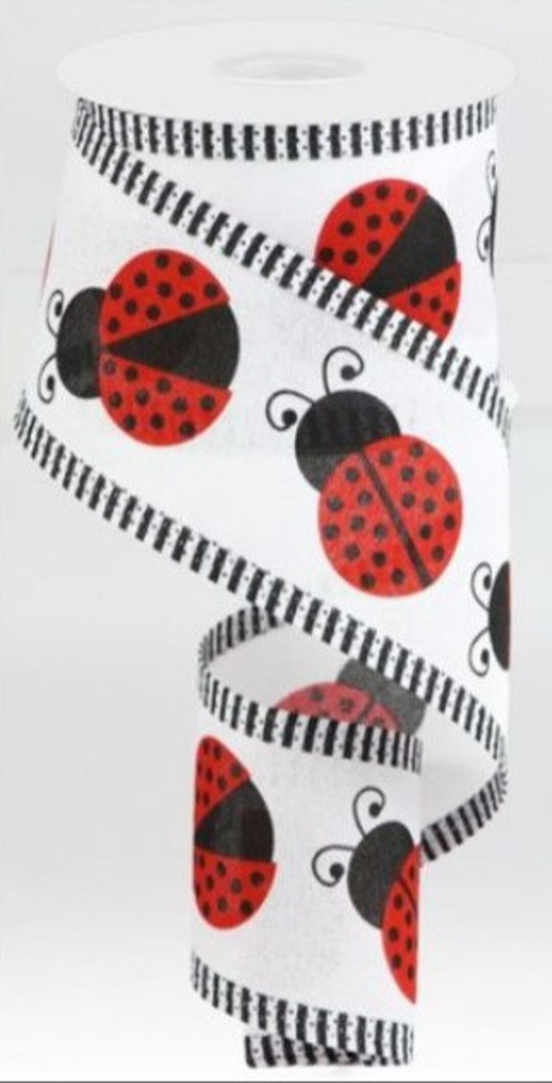 Wired Ladybug Ribbon/ Thin Stripe Ribbon - Black / White / Red, Spring ...