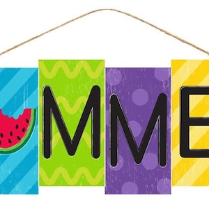 Summer Signs, 14"l X 4.75"h Summer Block Sign With Watermelon Accent ...
