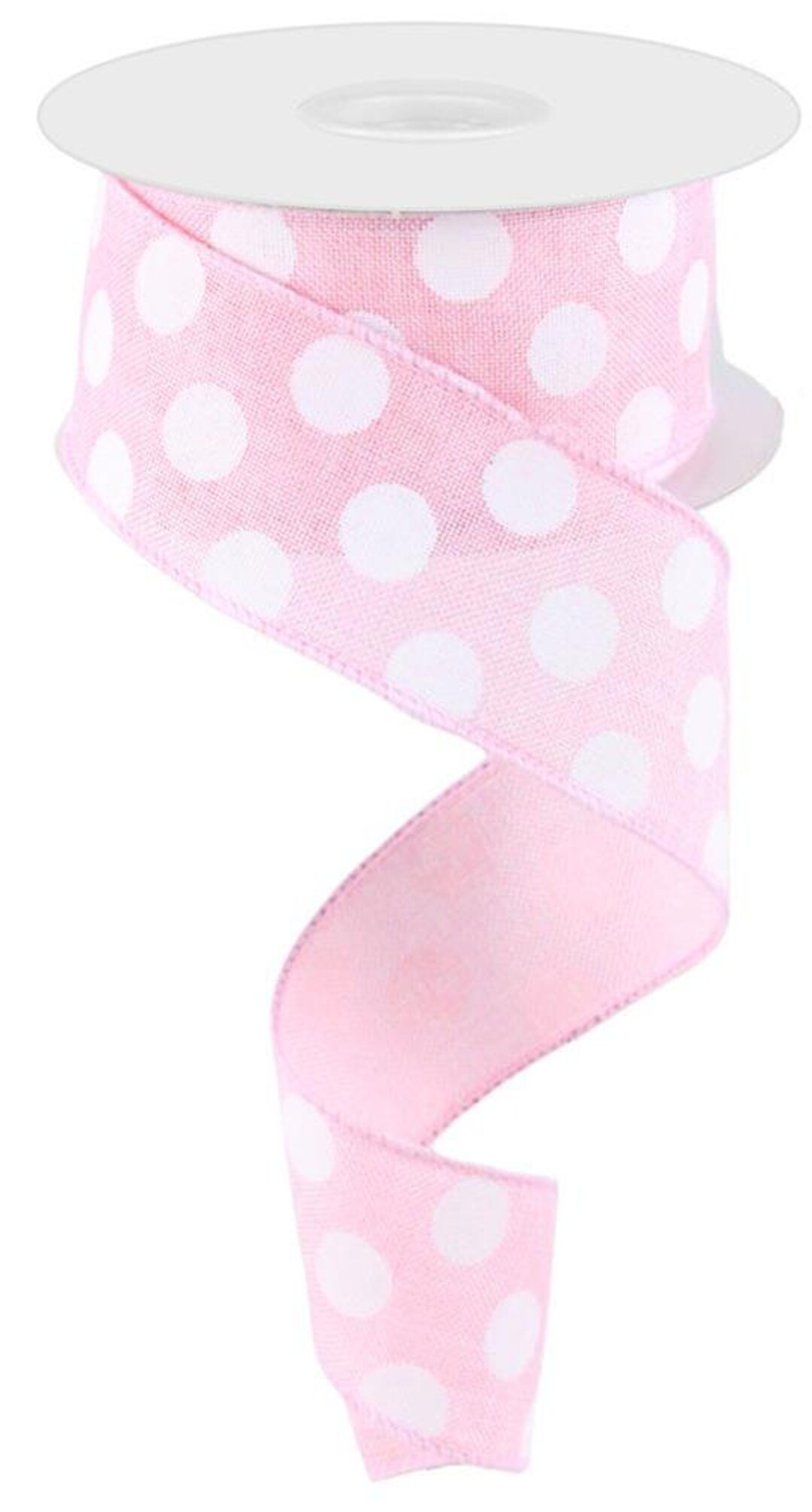 Pink and White Polka Dots Wired Ribbon, 1.5" X 10yd Medium Multi Dots ...