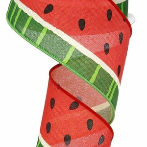Watermelon Wired Ribbon, Bold Watermelon on Royal 2.5"x10yd RED / Green ...