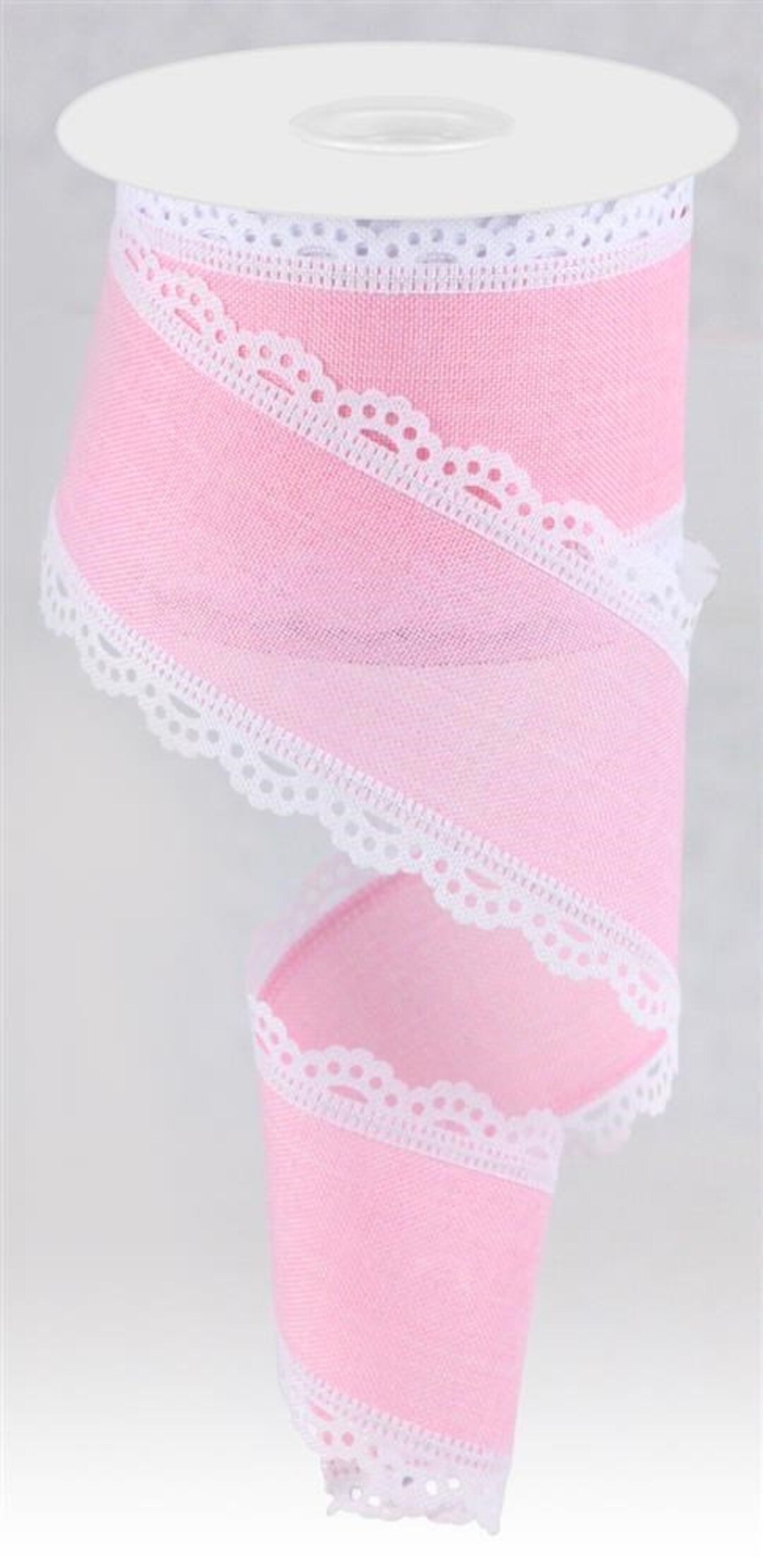 Pink and White Scalloped Edge Wired Ribbon, 2.5 X 10yd Scalloped Edge ...
