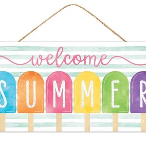 Welcome Summer Sign, 12.5"l X 6"h Welcome Summer Glitter Sign ...