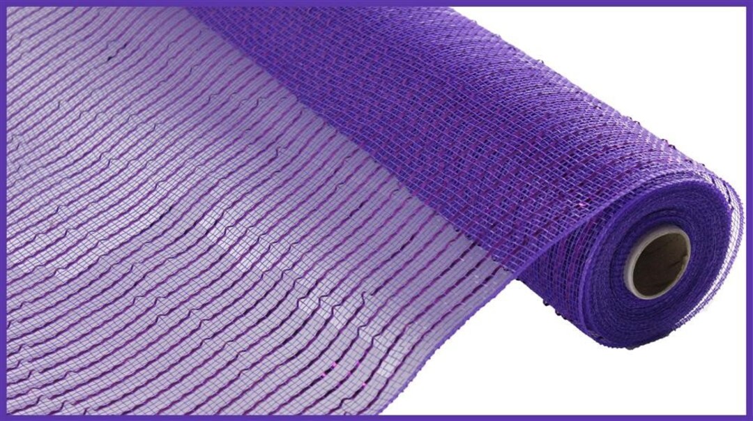 10" Purple W/purple Foil Deco Poly Mesh, 10"x10yd Wide Foil Mesh, Mesh ...