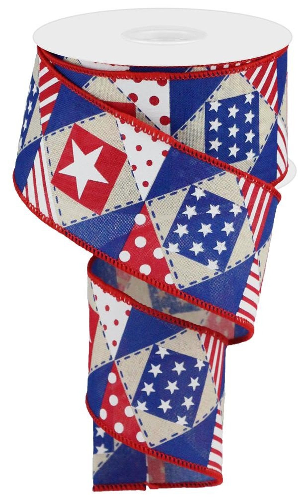 Patriotic Wired Ribbon, 4th of July Ribbon, 2.5"x10yd Patriotic ...