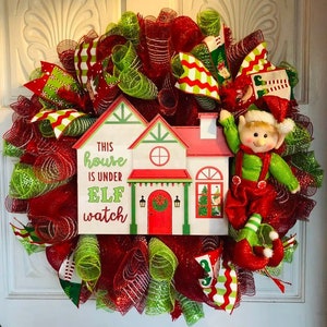 Elf House Sign, 11.25"l X 9.75"h Under Elf Watch House, Christmas ...
