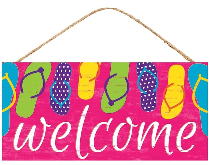 Summer Signs, Flip Flop Signs, Welcome Flip Flop Sign, Wreath Signs, 12 ...