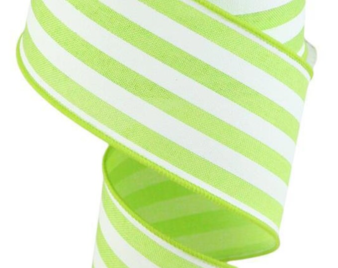 Striped Grosgrain Ribbon 1.5 Inches Green White - Etsy