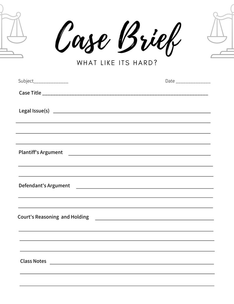 Case Brief Outlines for Law Students - - Etsy