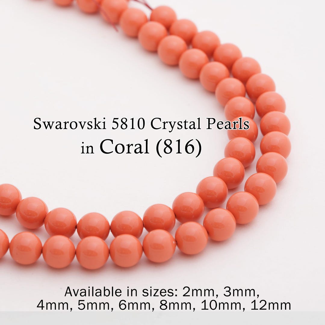 Swarovski 5810 Coral Round Pearls, Full-drilled Beads, 2/3/4/5/6/8/10 ...