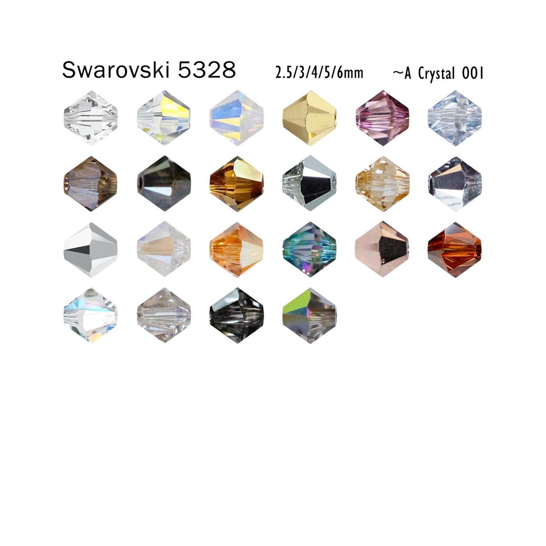Swarovski 5301/5328 Xilion Bicone Beads A-001 Crystal 2.5mm/3mm/4mm/5mm ...