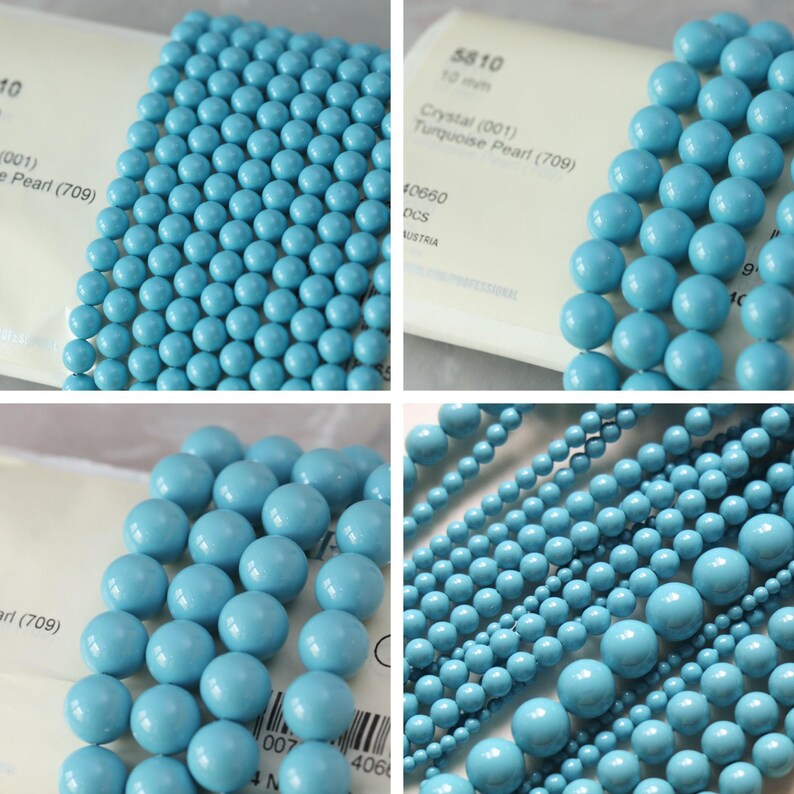 Swarovski 5810 Turquoise Round Pearls,full-drilled Beads,2/3/4/5/6/8/10 ...
