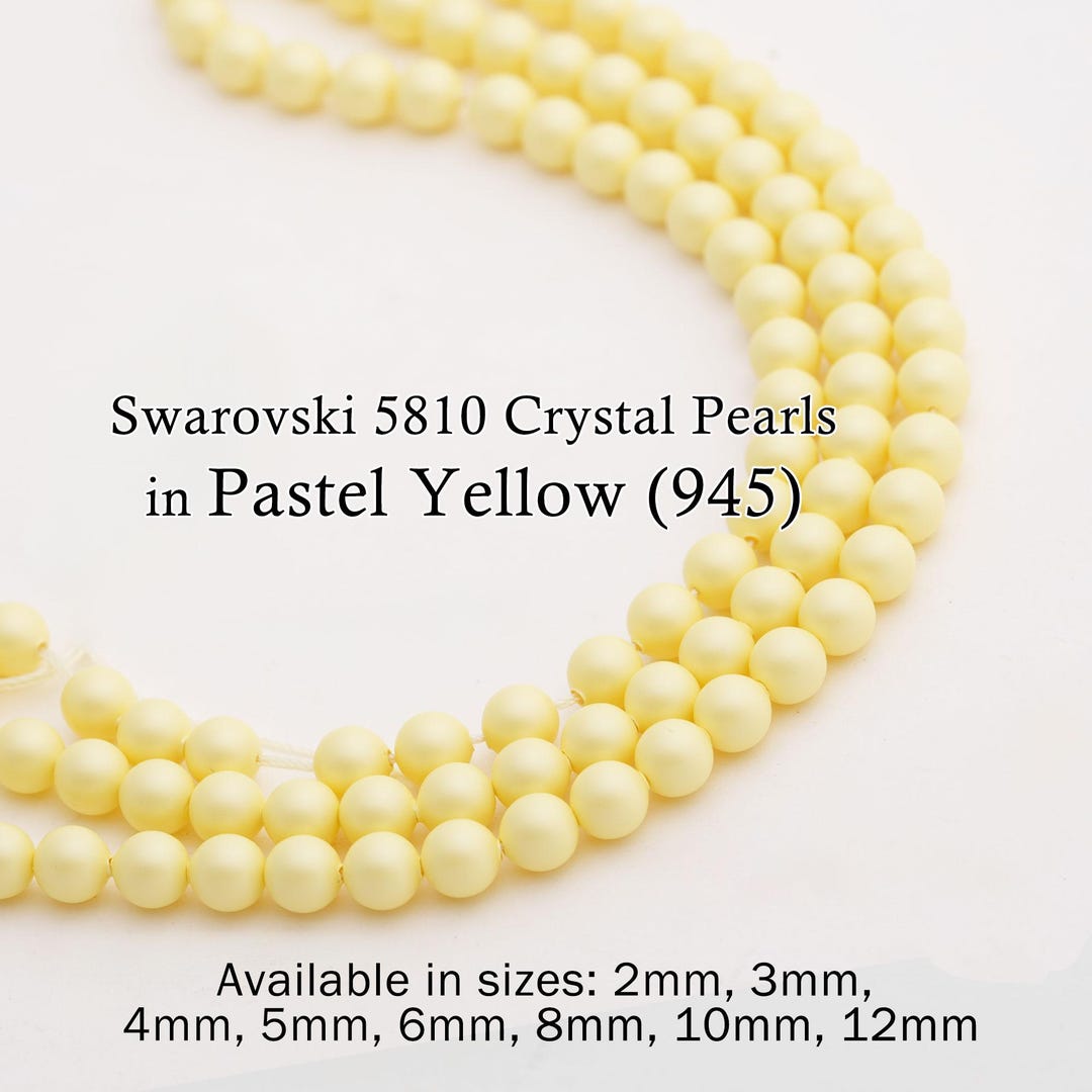Swarovski 5810 Pastel Yellow Round Pearls, Full-drilled Beads,2/3/4/5/6 ...