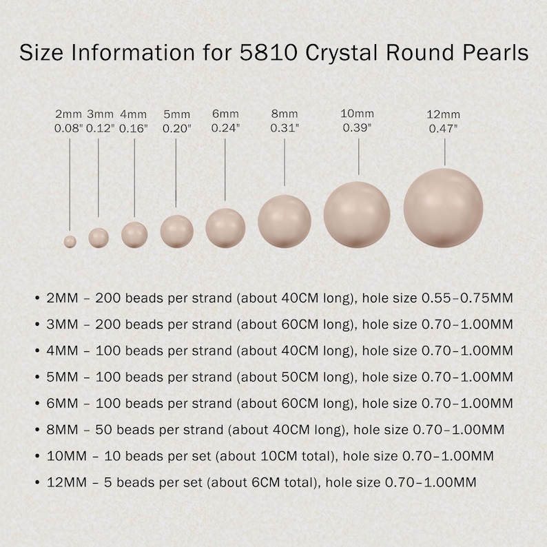 Swarovski 5810 White Round Pearls, Full-drilled Beads, 2/3/4/5/6/8/10 ...