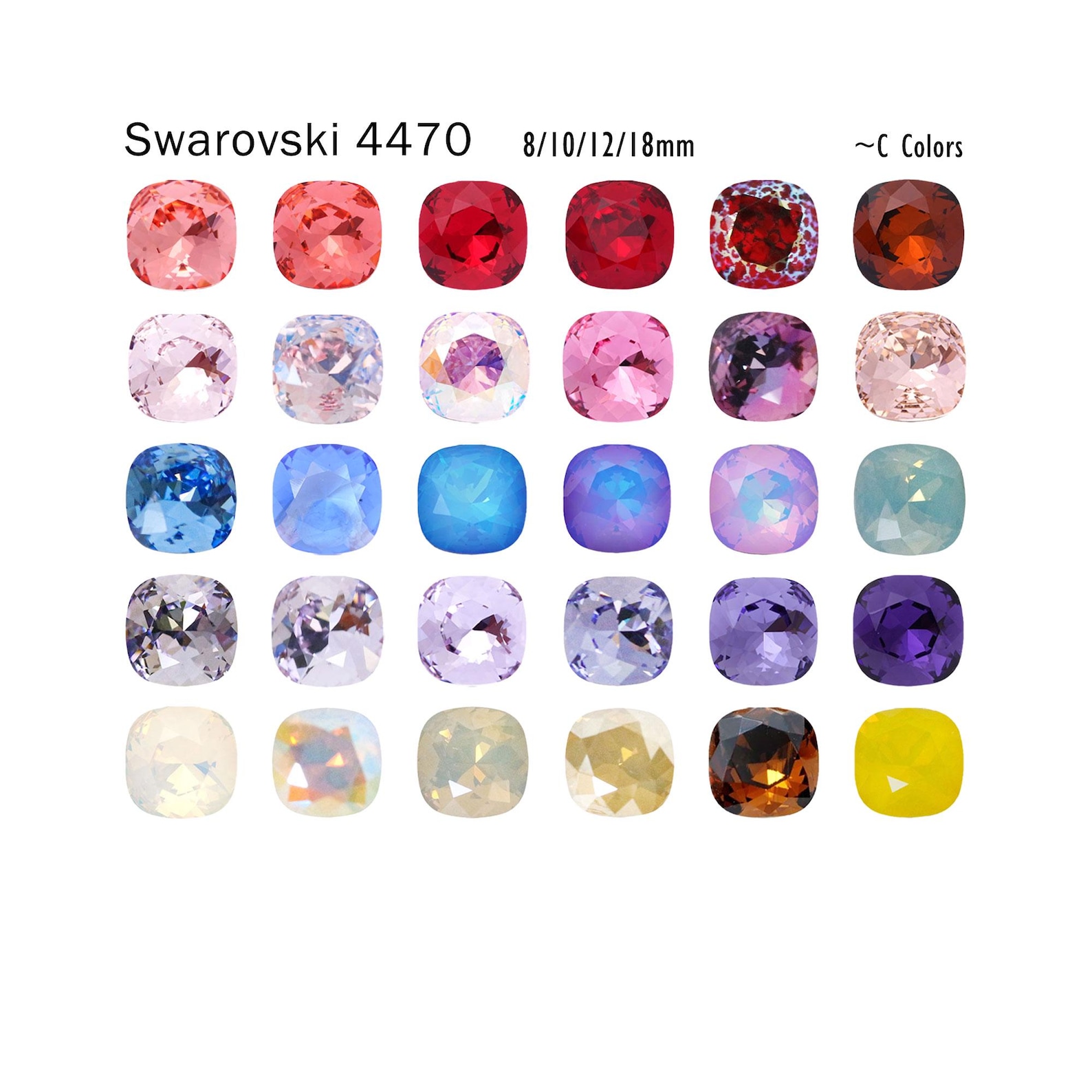 Swarovski 4470 C 8/10/12/18mm Cushion Cut Square Crystal Multicolors ...