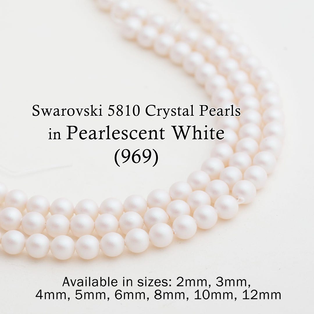 Swarovski 5810 Pearlescent White Round Pearls, Full-drilled Beads, 2/3 ...