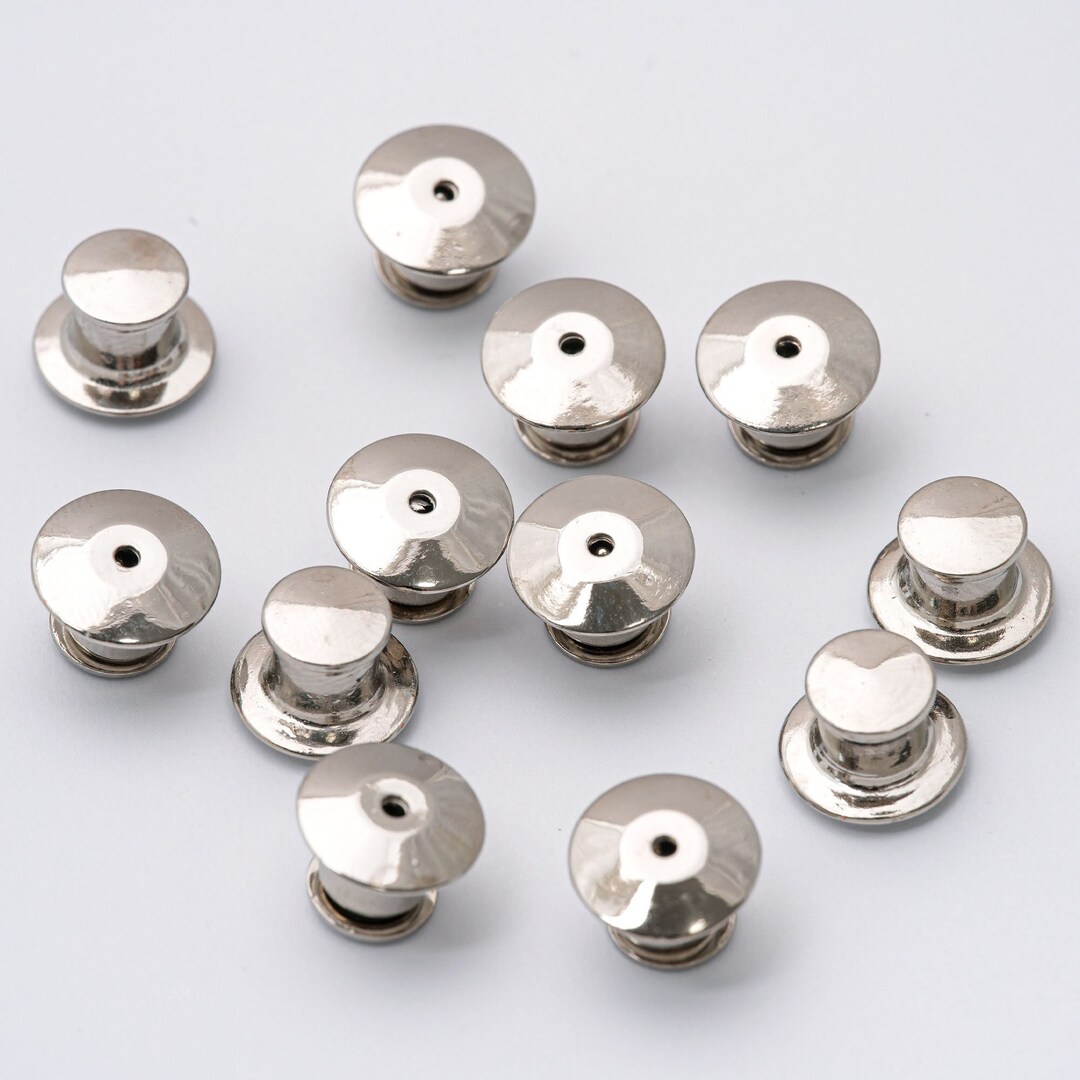 12pcs Locking Pin Backs for Enamel Pins - Gold, Silver, Black Nickel or ...