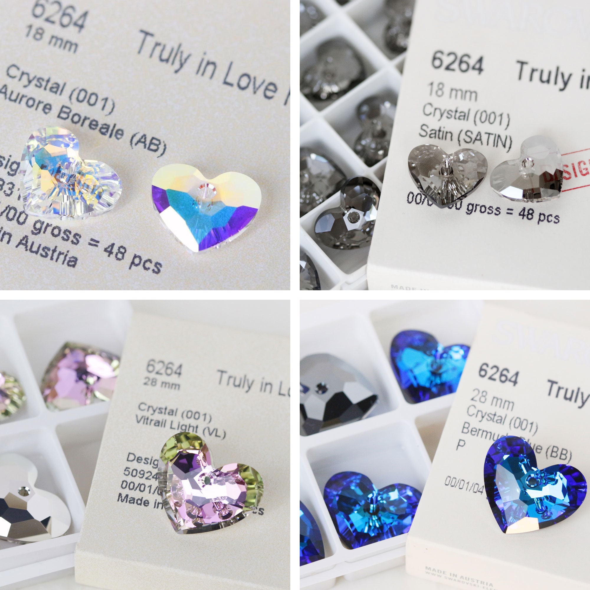 Swarovski 6264 Truly in Love Heart 18mm/28mm Crystal Pendants - Etsy