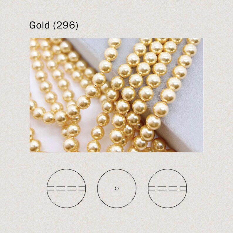 Swarovski 5810 Gold Round Pearls, Full-drilled Beads, 2/3/4/5/6/8/10 ...