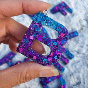 Purple and Blue Glitter Keychain | Initial Keychain | Letter Keychain ...