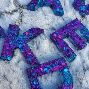 Purple and Blue Glitter Keychain | Initial Keychain | Letter Keychain ...