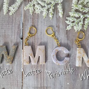 Custom Initial Keychain | Pastel & Gold Letter Keychain | Resin Letter ...