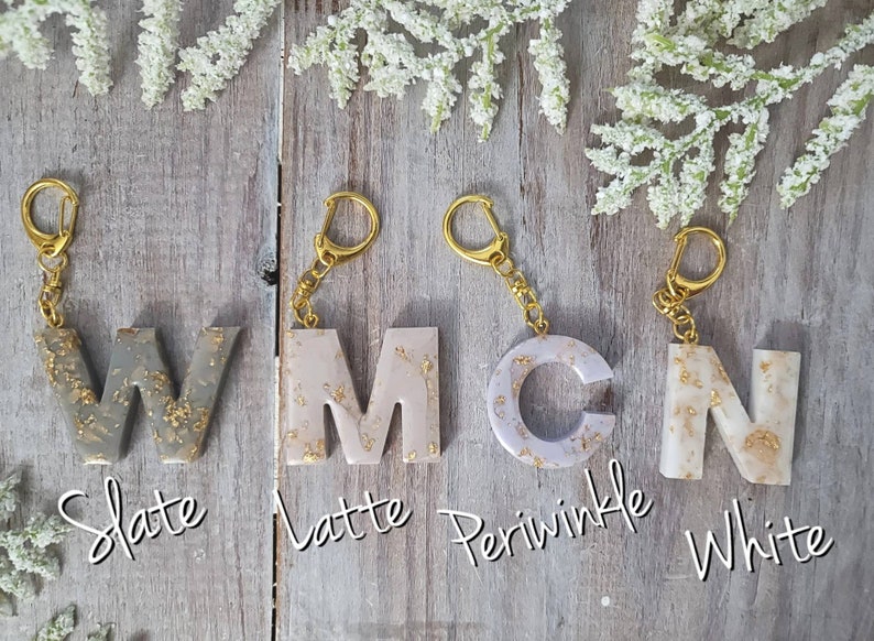 Custom Initial Keychain Pastel & Gold Letter Keychain - Etsy