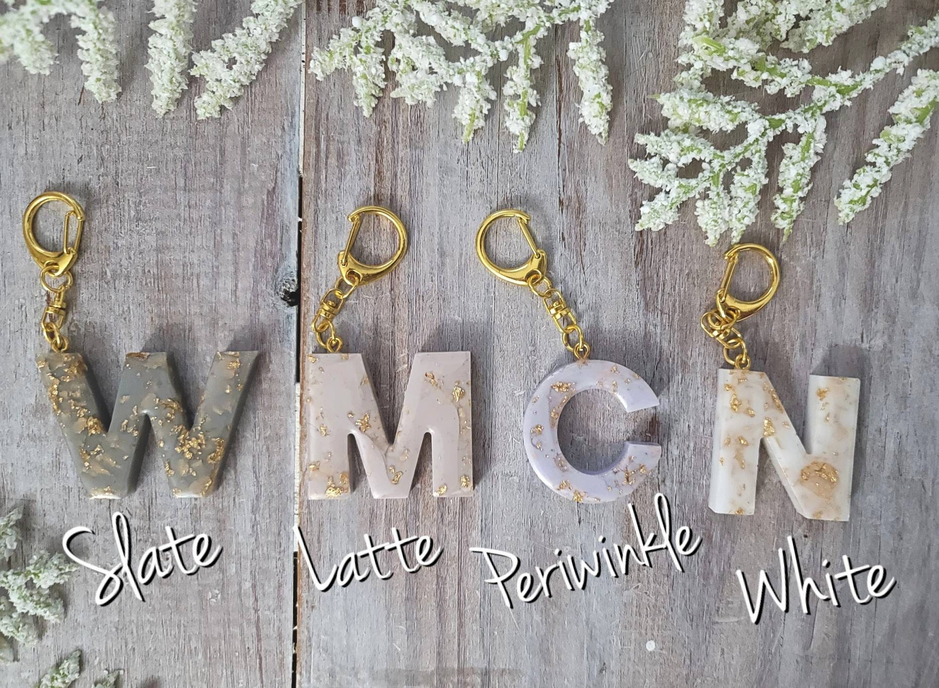 Custom Initial Keychain Pastel & Gold Letter Keychain - Etsy