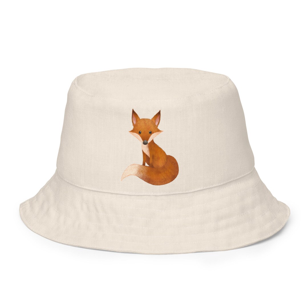 Sandy Beige Fox Bucket Hat. Reversible Summer Hat With Forest - Etsy