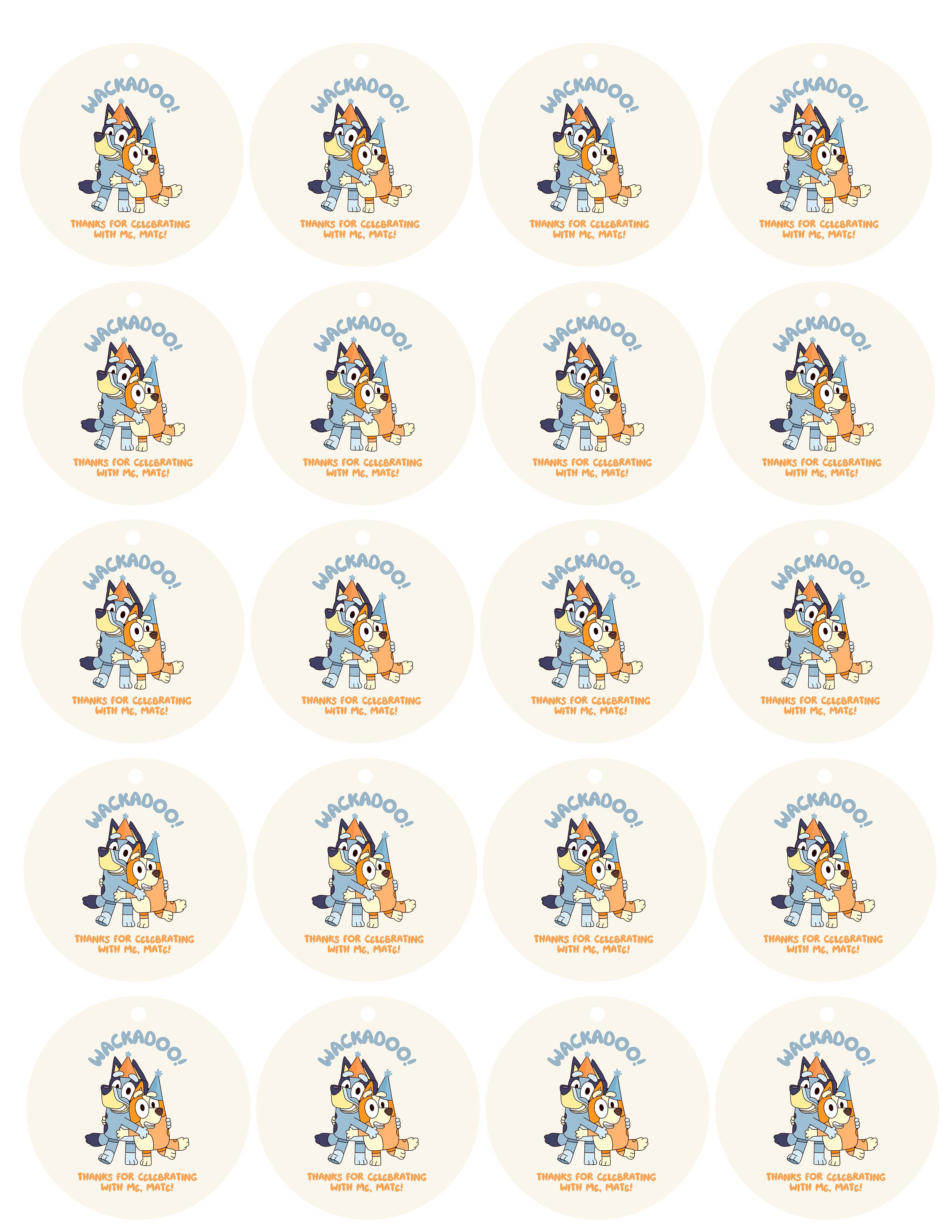 Bluey Party Favor Tags - Etsy UK