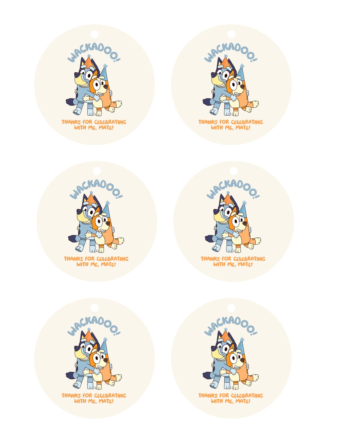 Bluey Party Favor Tags - Etsy UK
