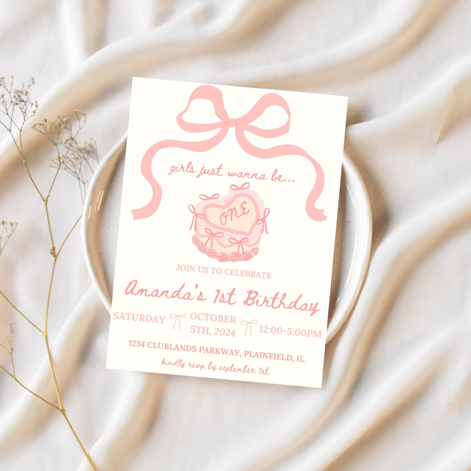 Girls Just Wanna Be One Birthday Invite - Etsy