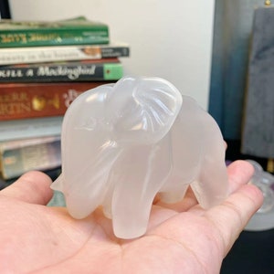 Satin Spar Selenite Elephant Carving/ 2.5''*3''*2''/ Carved Crystal ...