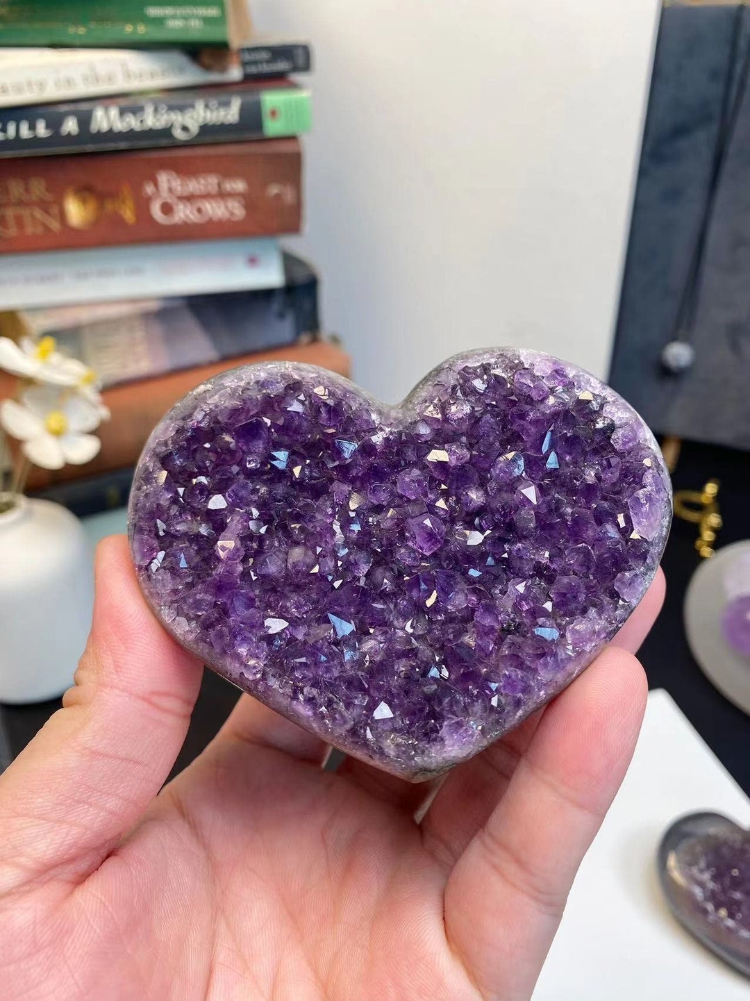 Amethyst Heart Amethyst Cluster Heart Crystal Gift Nice Home Decor Girl ...