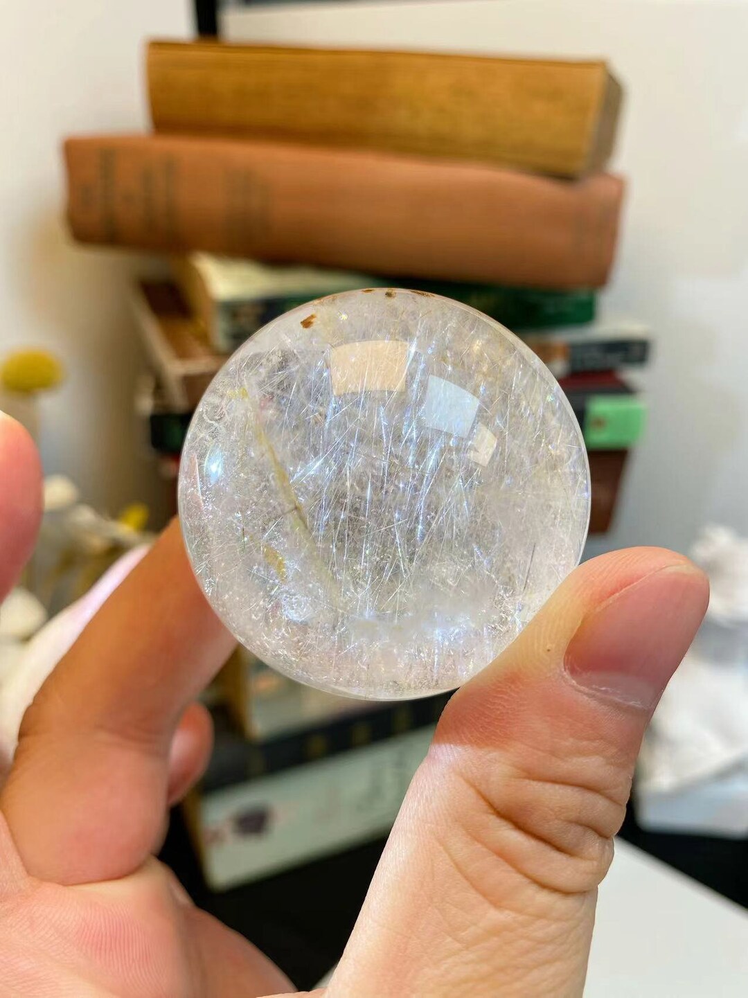 Silver Rutile Quartz Sphere| Rutilated Quartz Sphere With Interesting ...